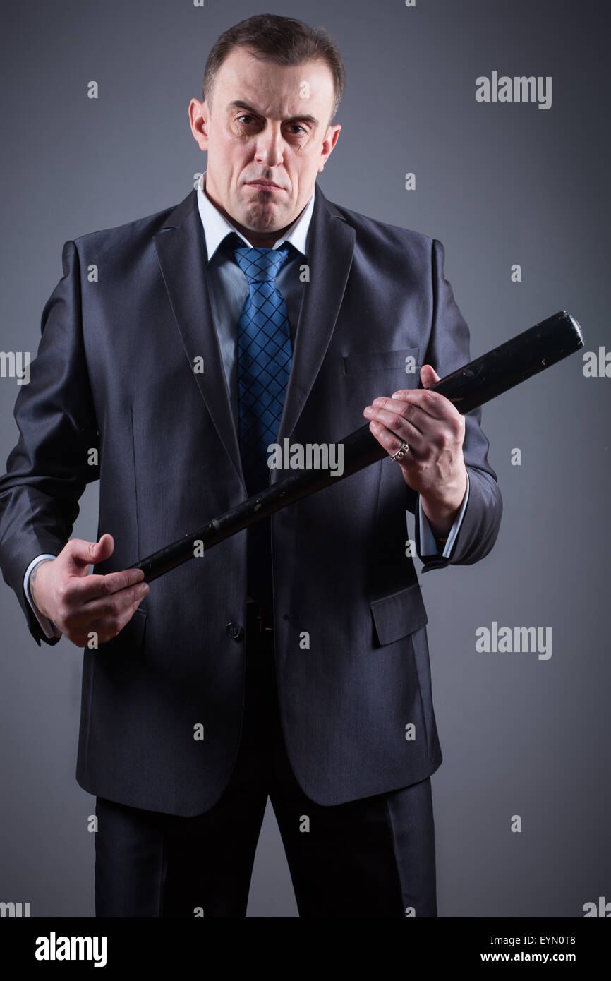 male gangster with baseball bat Stock Photo - Alamy