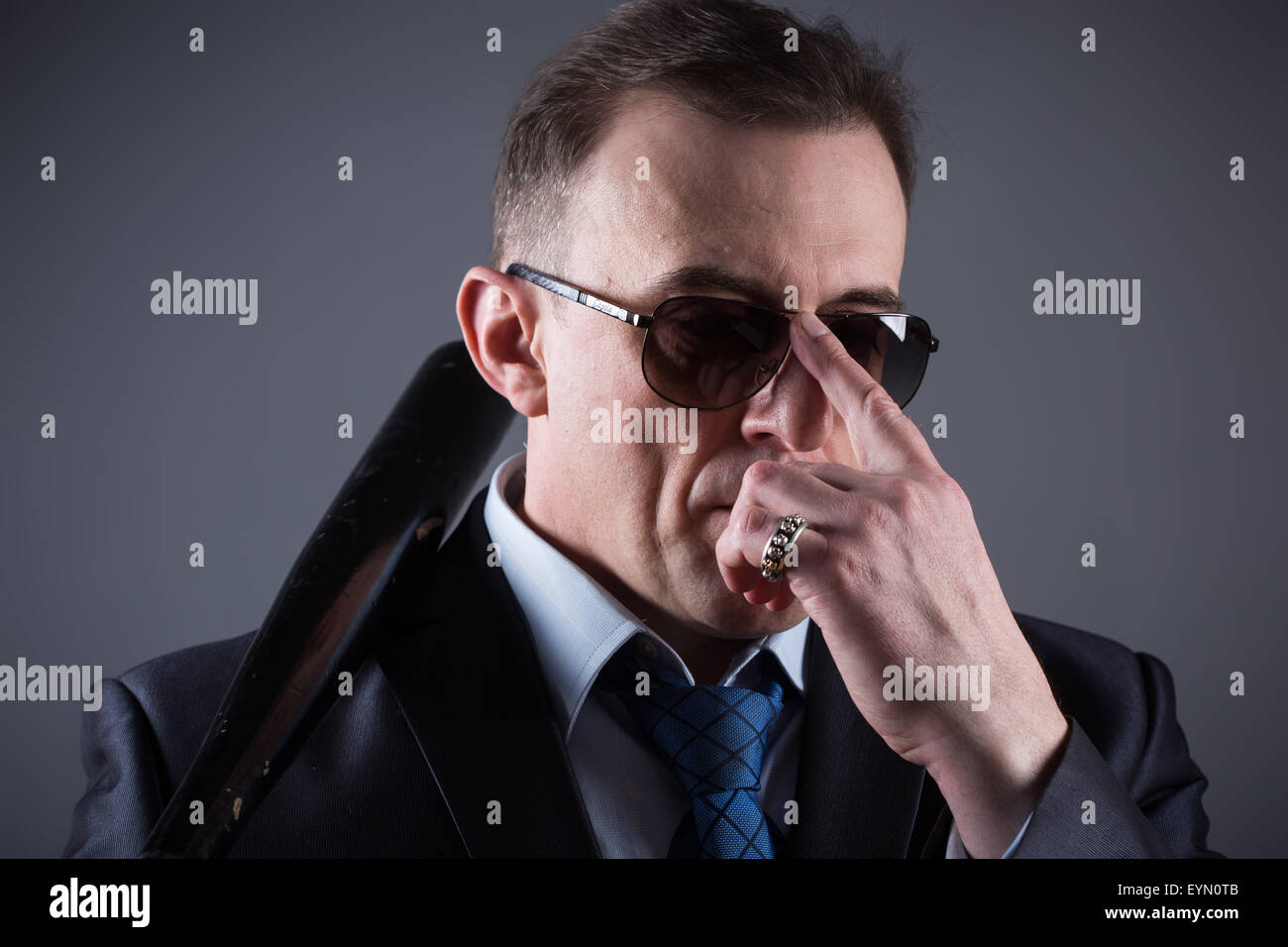 male gangster with baseball bat Stock Photo - Alamy