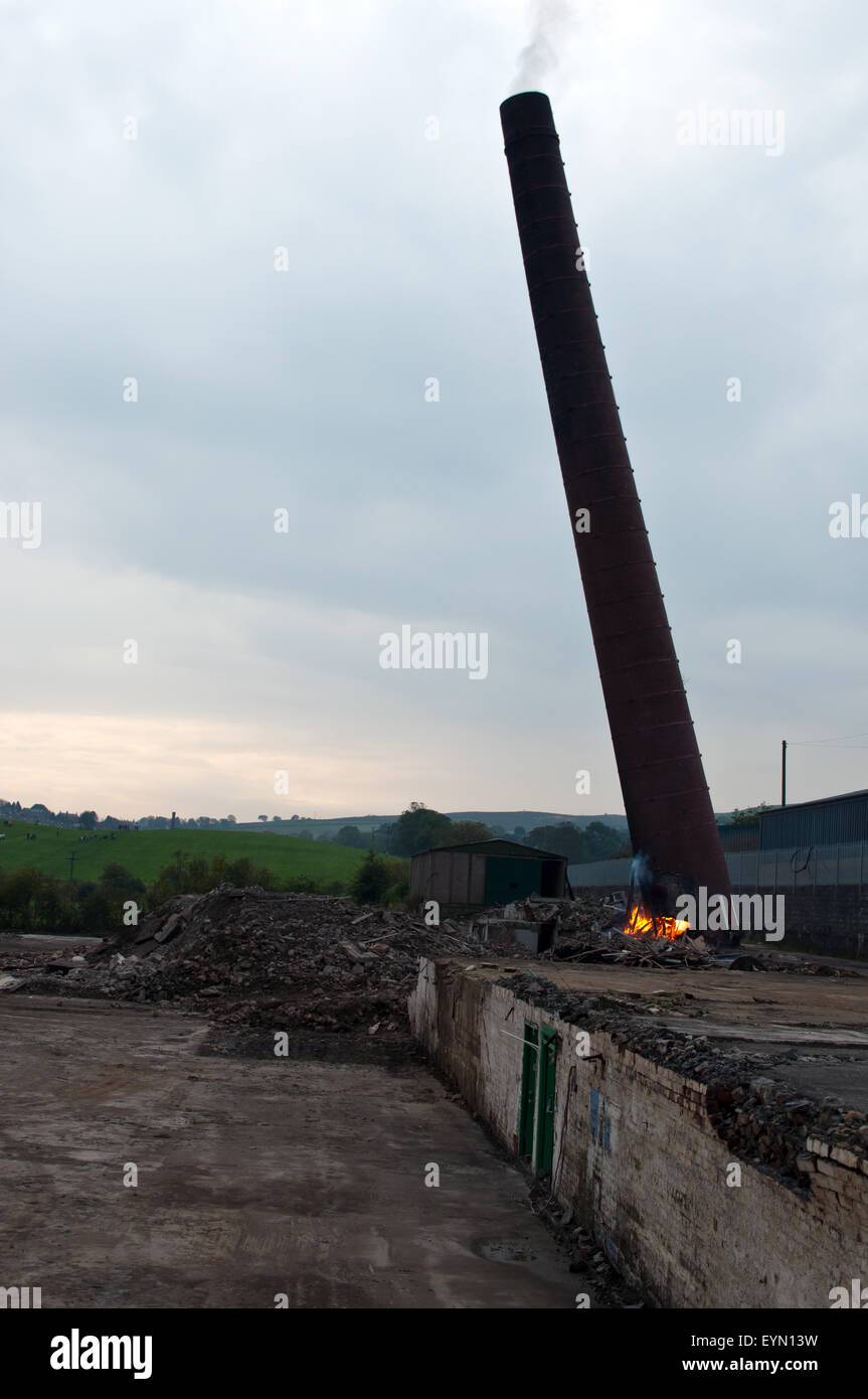 1 of a series of 13 shots of a brick built chimney stack collapsing ...