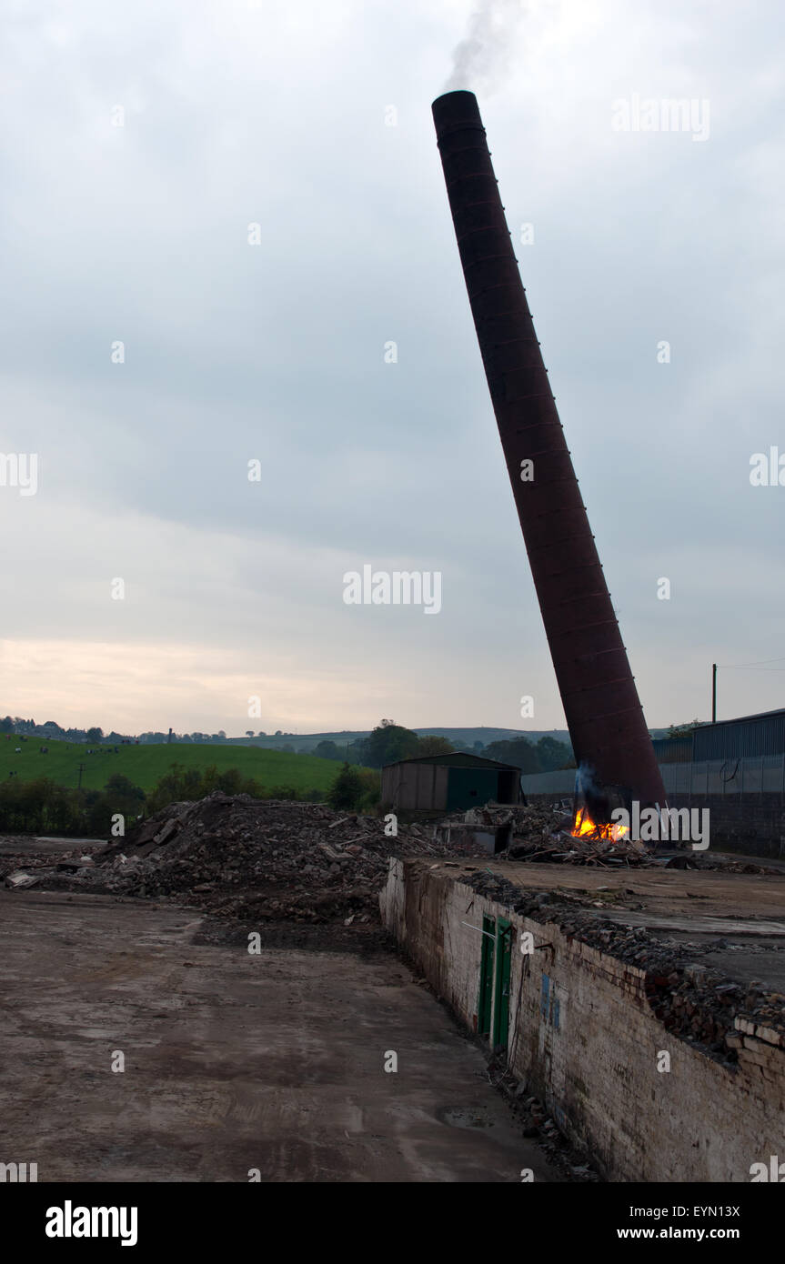 Falling Chimney,1 of a series of 13 shots of a brick built chimney ...
