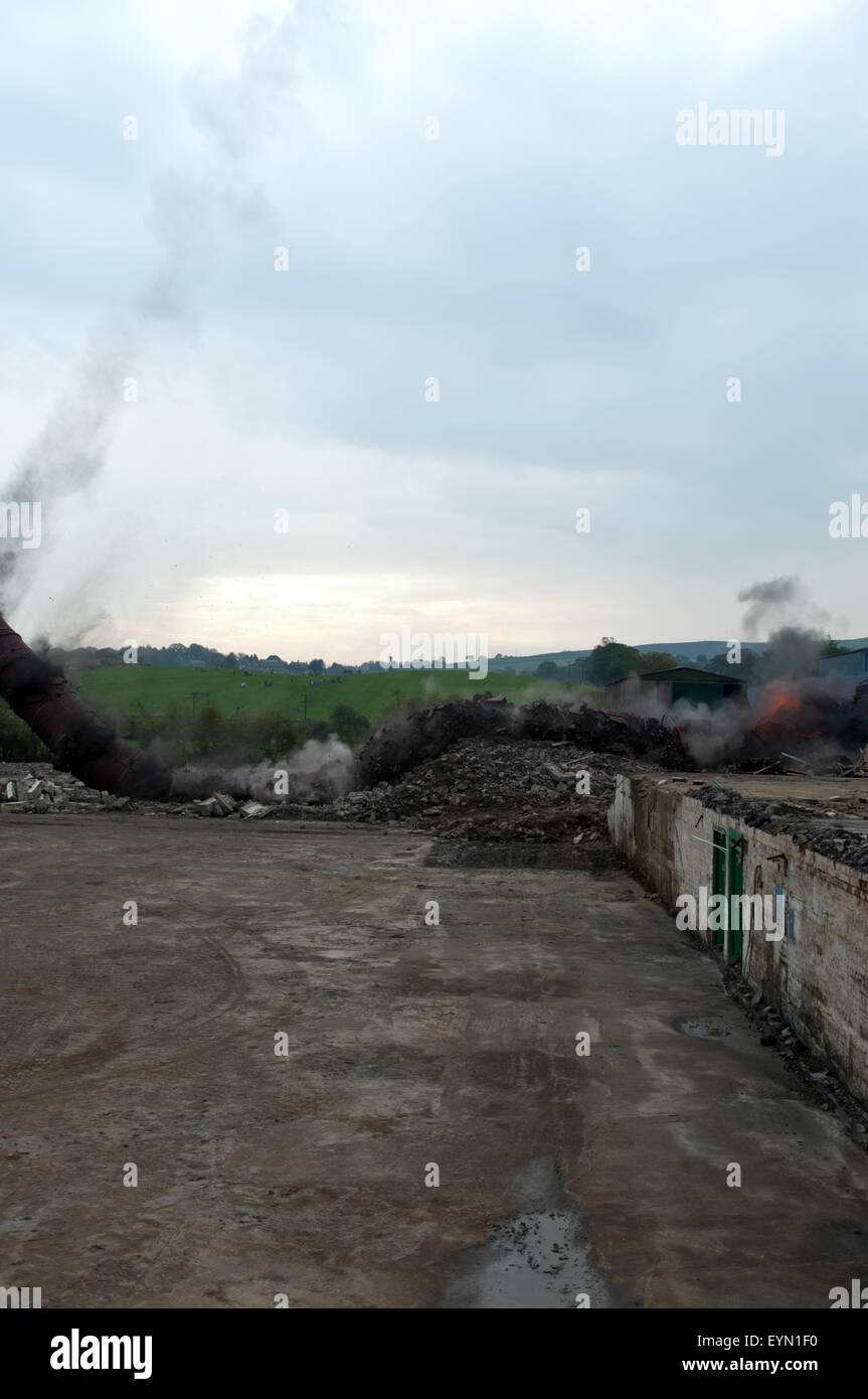 Falling Chimney,1 of a series of 13 shots of a brick built chimney ...