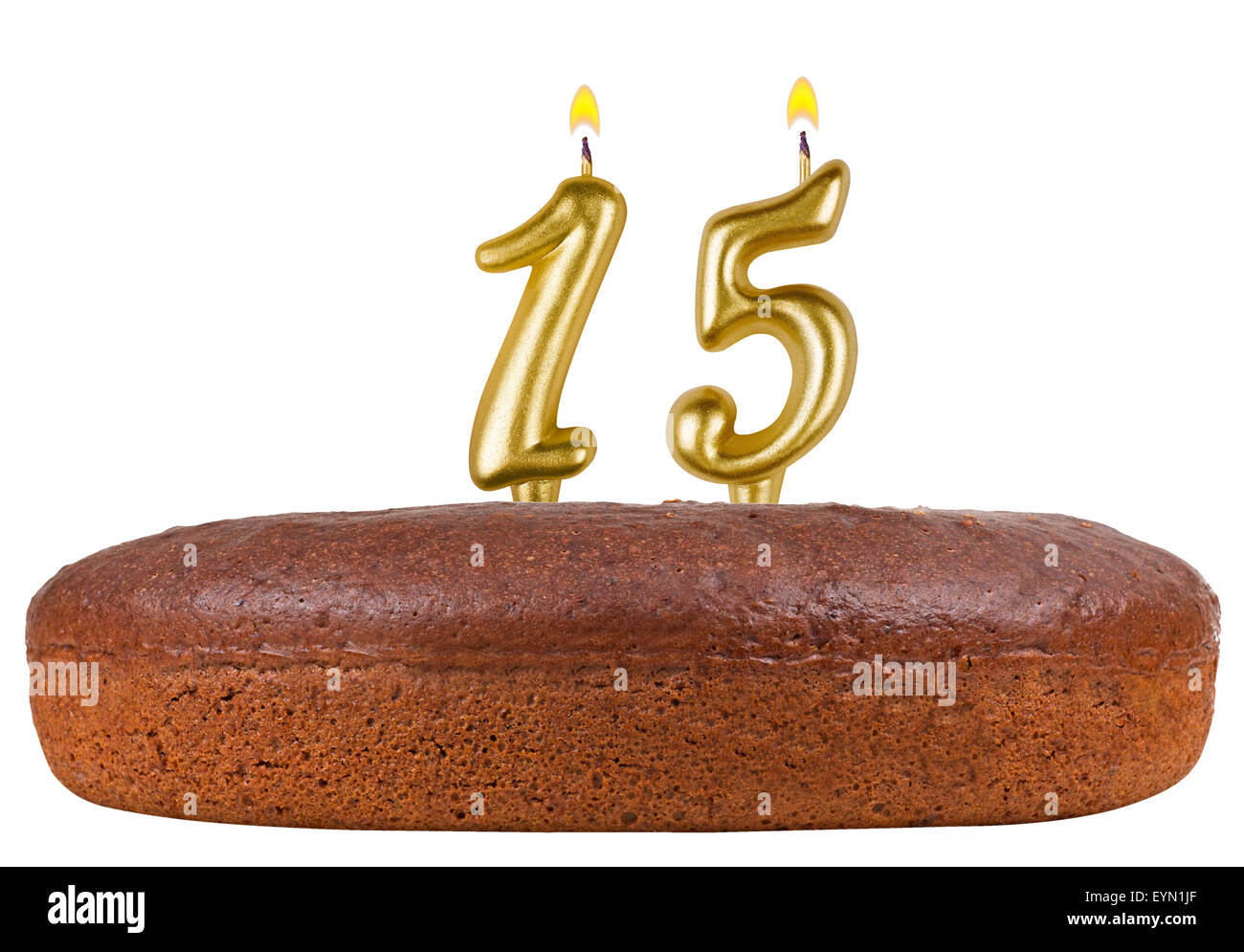 birthday cake with candles number 15 isolated on white background Stock ...
