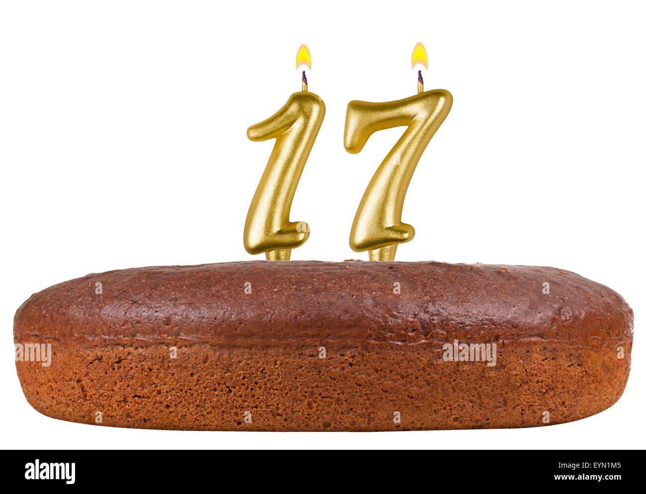 birthday cake with candles number 17 isolated on white background Stock ...