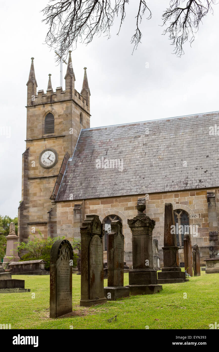 Detail of the St Anne Anglican Church cemetery in Ryde, Australia Stock ...