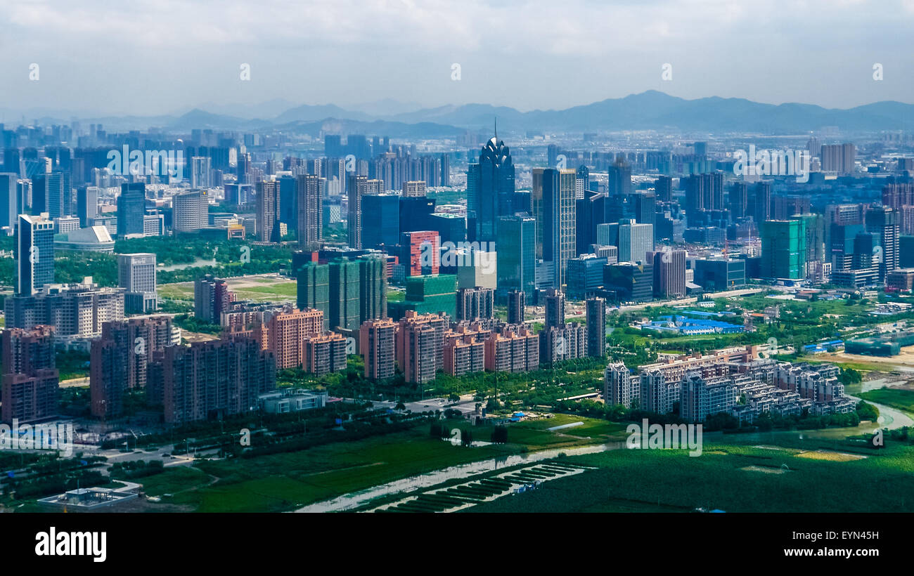 Aerial view of central business district in Ningbo Stock Photo - Alamy