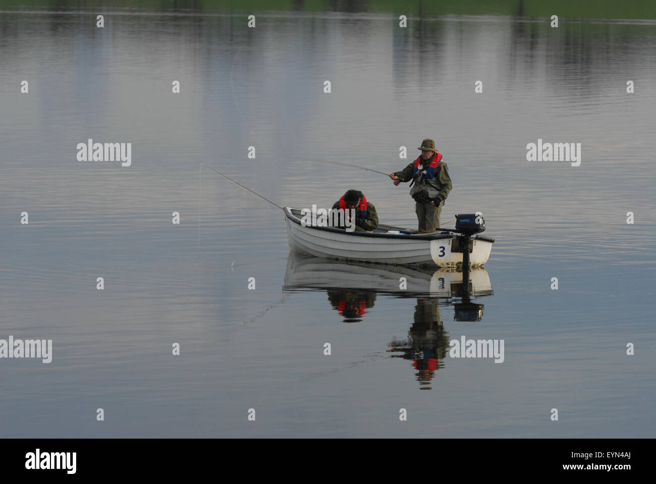 Blithfield anglers, Blithfield Reservoir, nr Rugeley, Staffordshire ...
