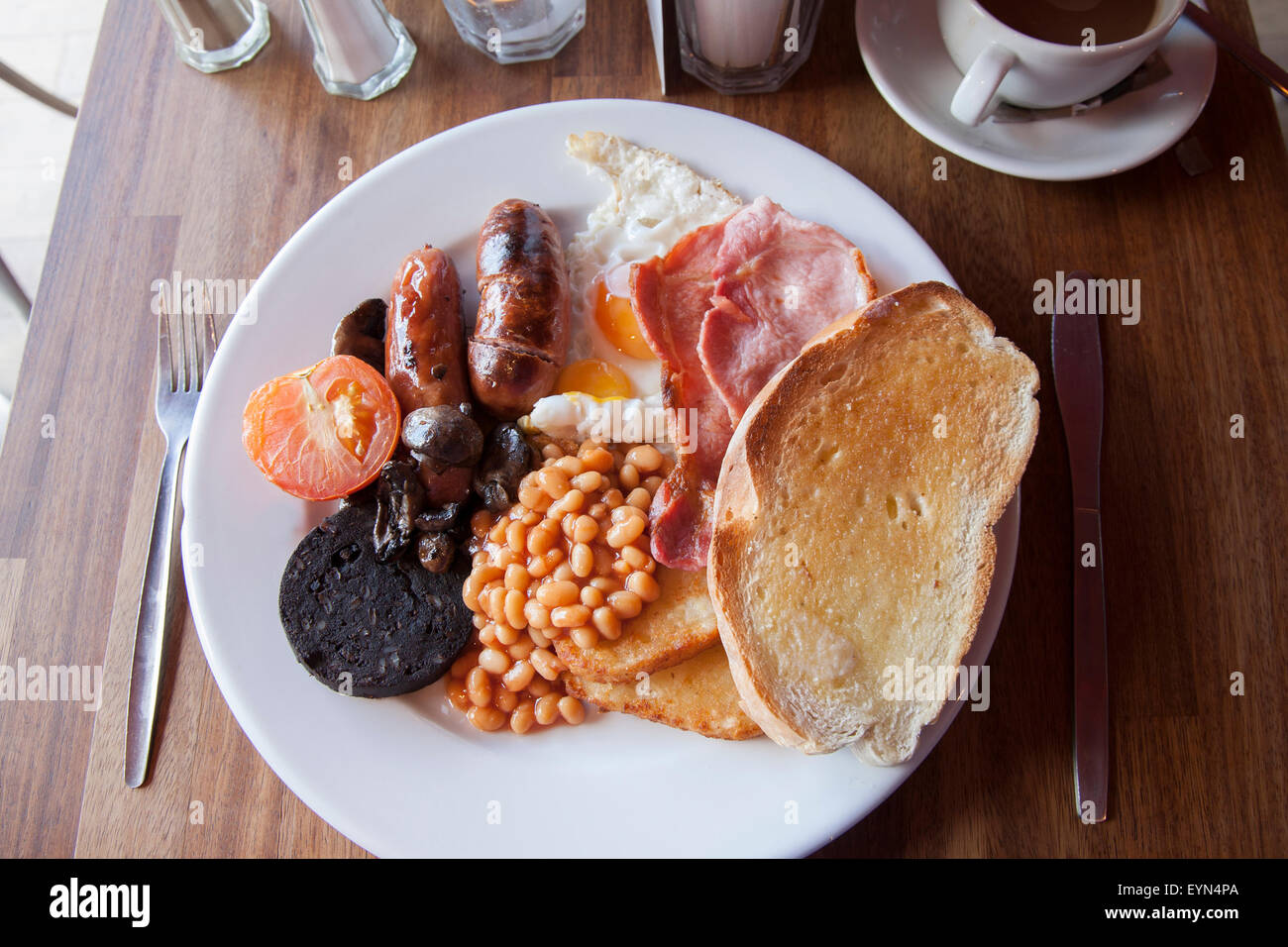 Typical English Breakfast Served with Tea Stock Photo - Alamy