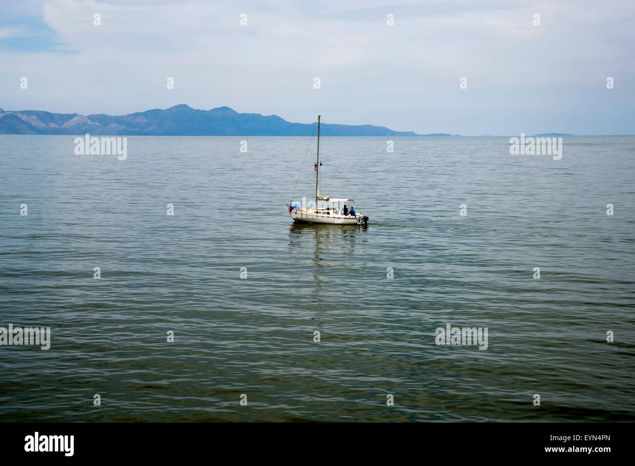 White yacht sails on The Great Salt Lake, Utah, USA Stock Photo - Alamy
