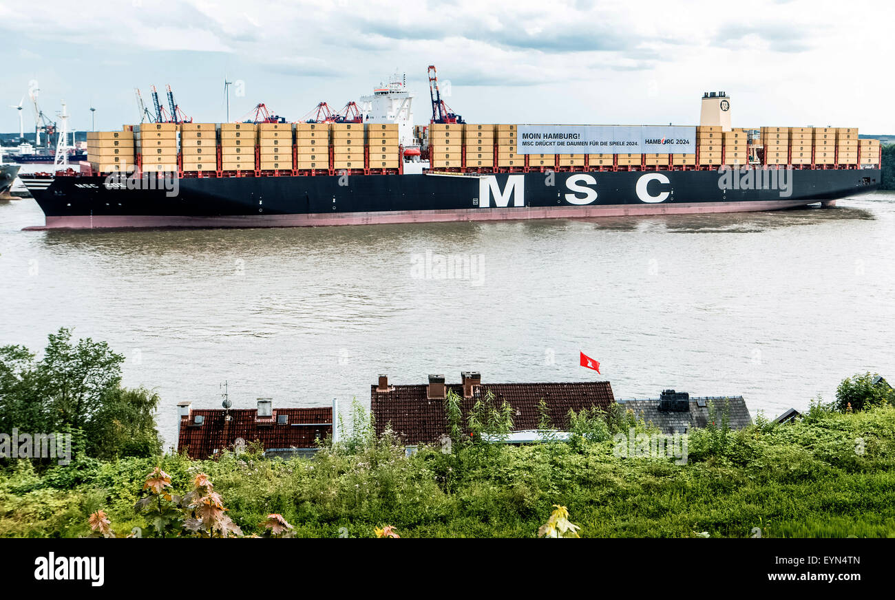The MSC Zoe, the biggest container ship in the world, sales into the ...