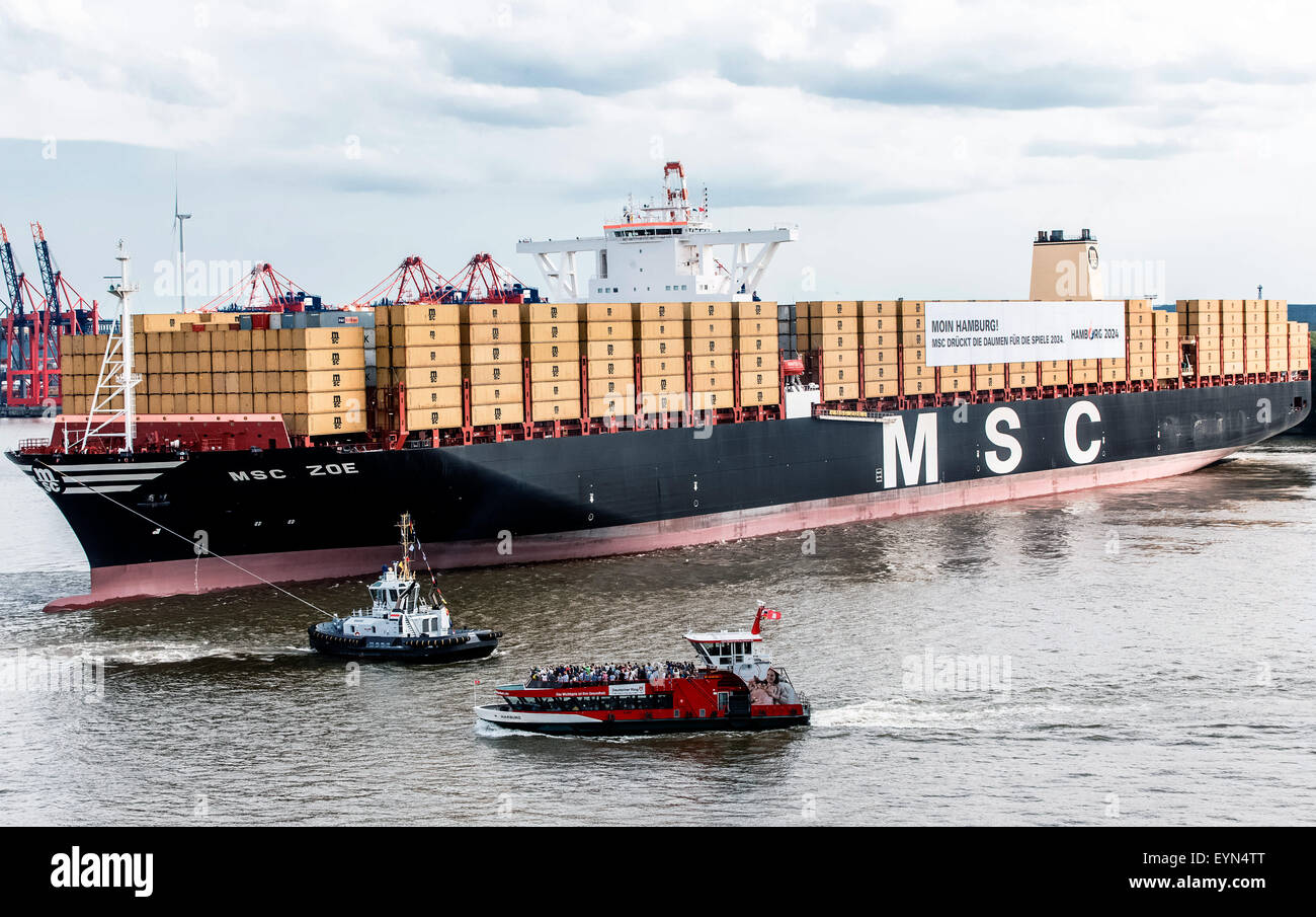 The MSC Zoe, the biggest container ship in the world, sales into the ...