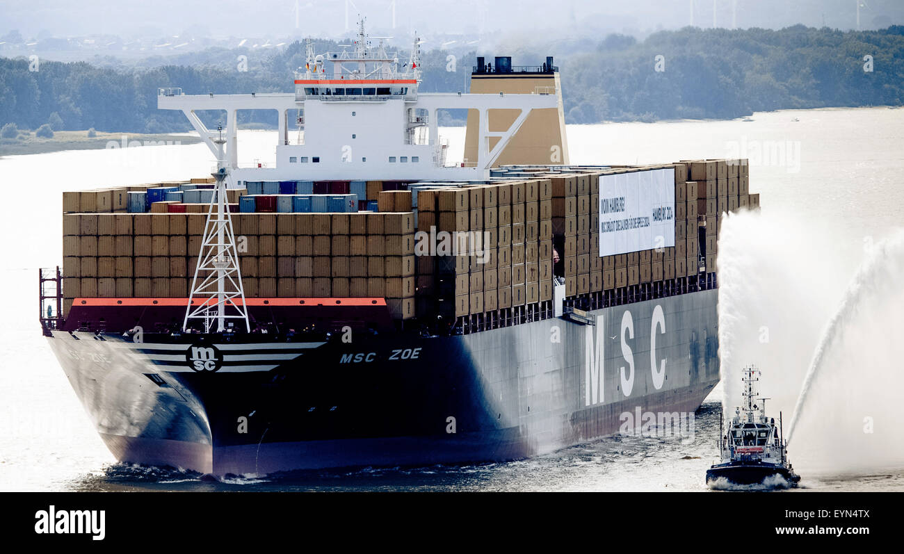 The MSC Zoe, the biggest container ship in the world, sales into the ...