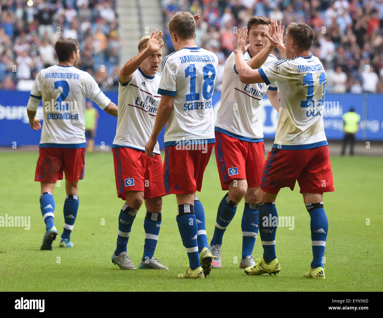 Hamburg, Germany. 1st Aug, 2015. Hamburg's Dennis Diekmeier (l-r ...