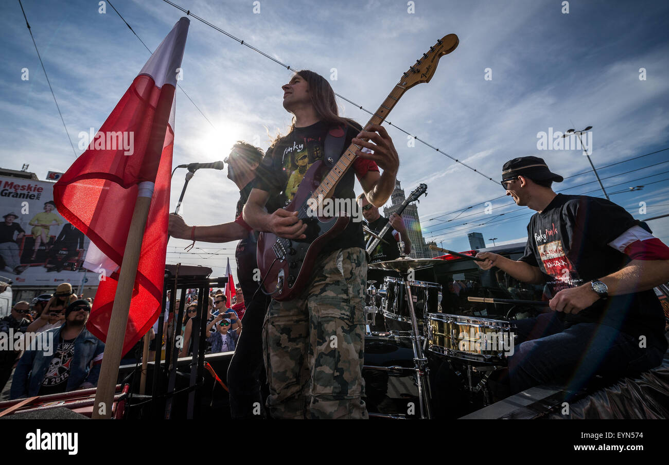 Warsaw, Poland. 1st August 2015. Funky Tank band concert before so ...