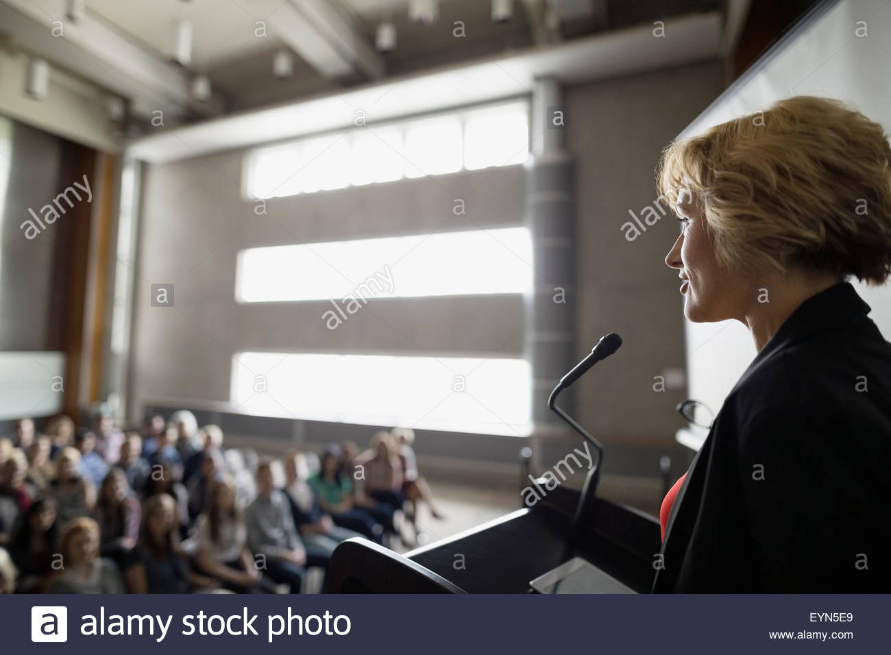 Woman podium hi-res stock photography and images - Alamy