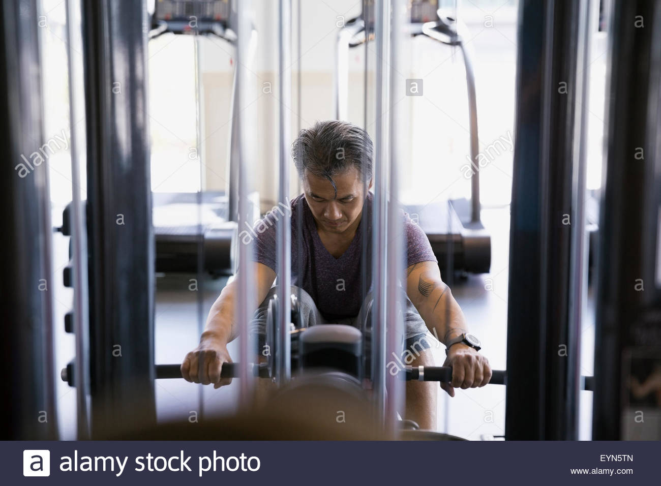 Cable row gym hi-res stock photography and images - Alamy