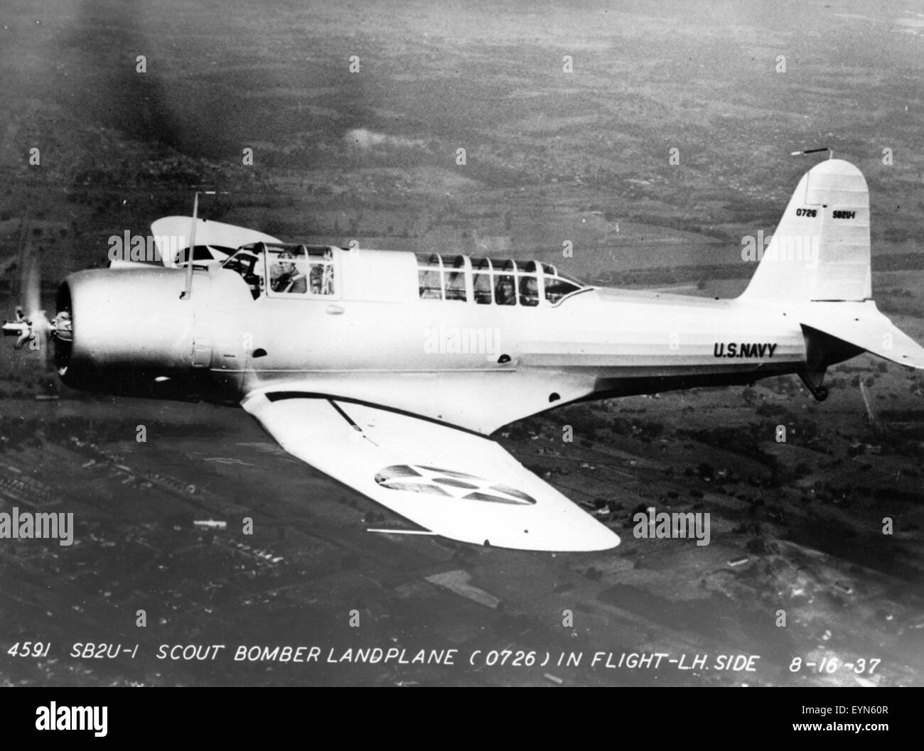 The first SB2U-1 Vindicator, a U.S. Navy dive bomber, captured in a ...