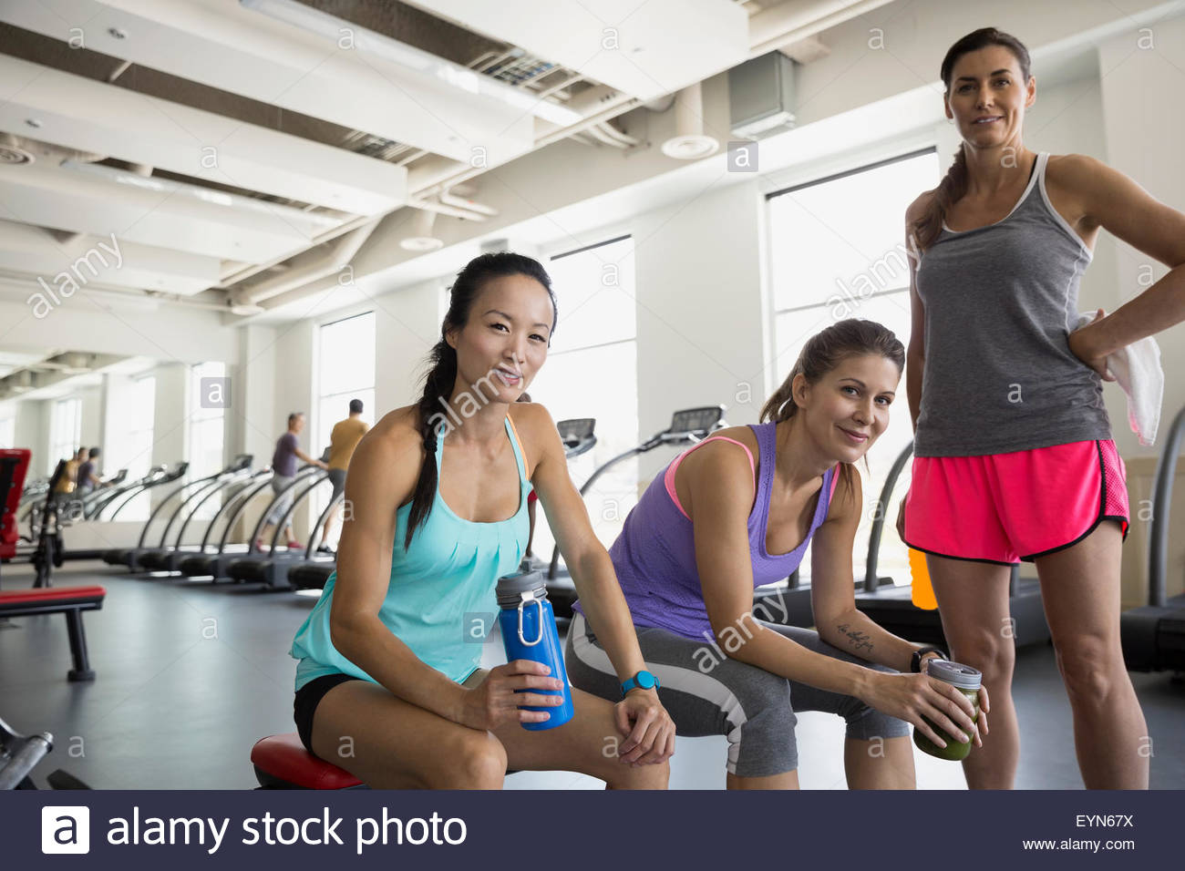 Portrait smiling women at gym Stock Photo - Alamy