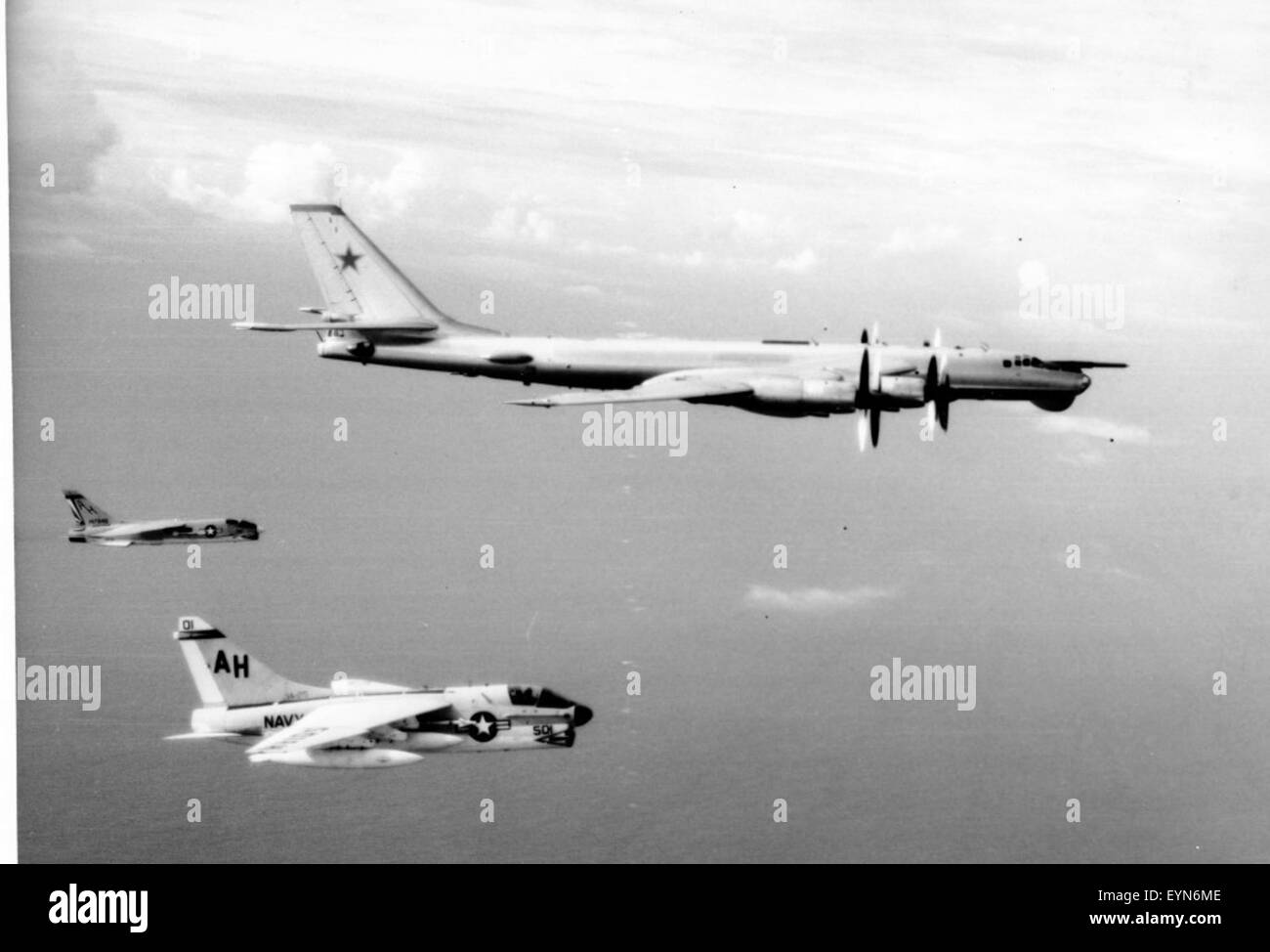 A U.S. Navy photo of the Tupolev Tu-95 Bear, a Soviet strategic bomber ...