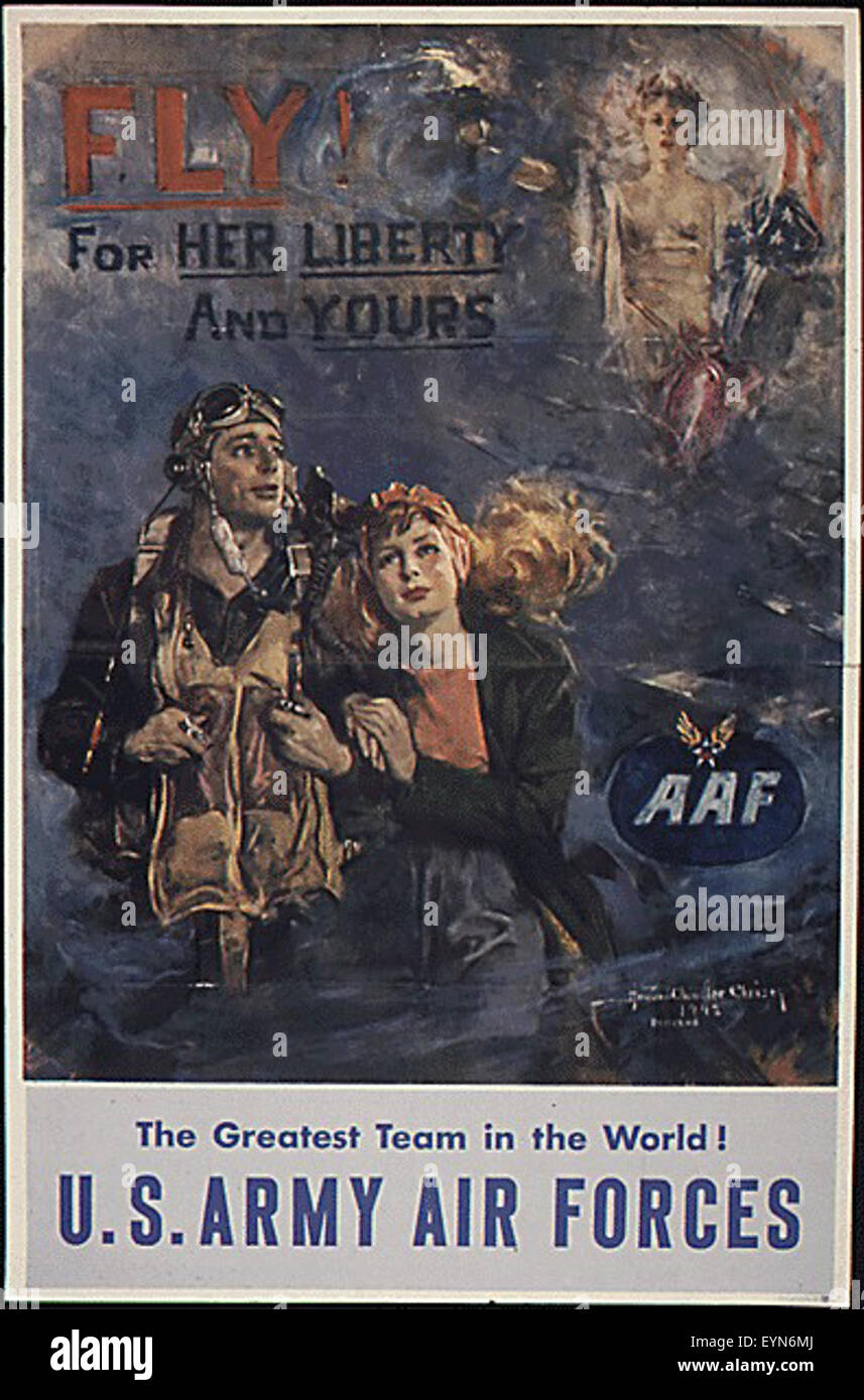 A U.S. Army Air Force recruitment poster from World War II, showcasing ...
