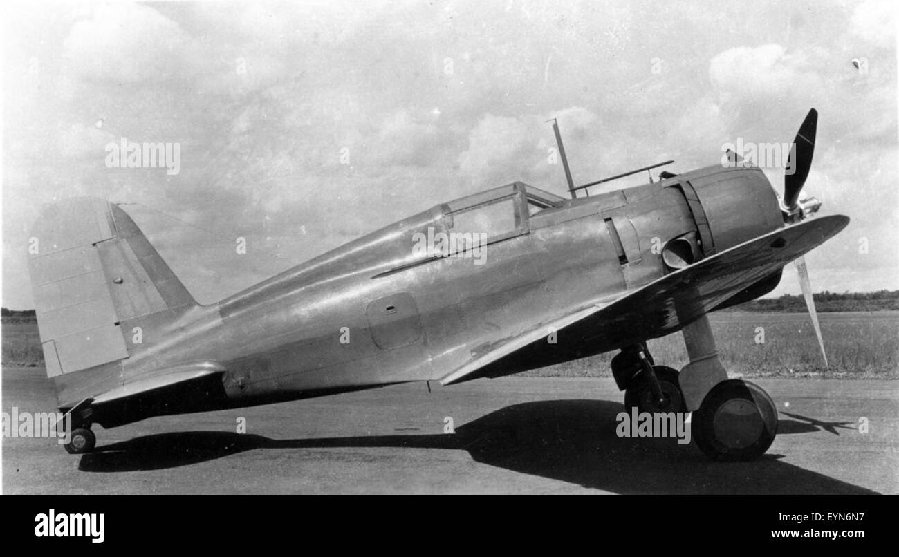 The Vought V-141, a prototype aircraft developed in 1936, captured in a ...