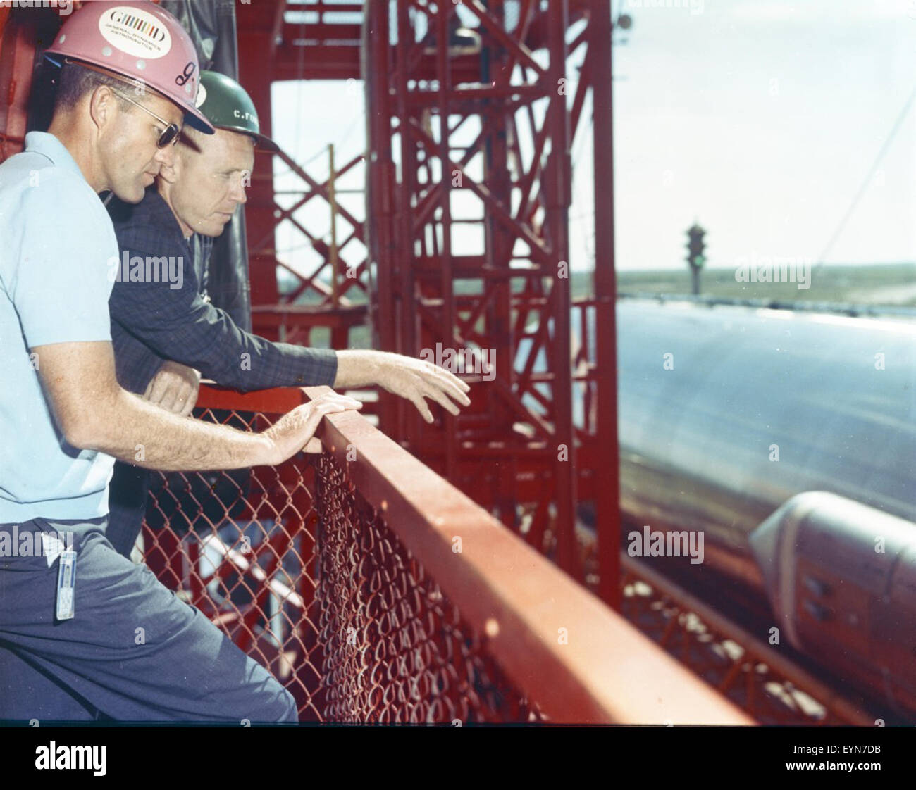 Astronaut G. Cooper during the preparation of the Atlas 130D rocket for ...