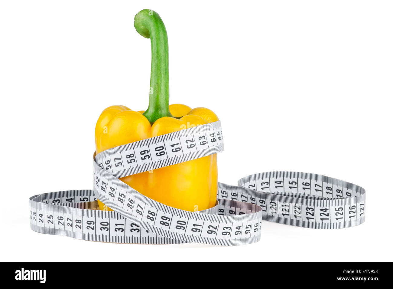 Ripe pepper with meter on white background Stock Photo - Alamy