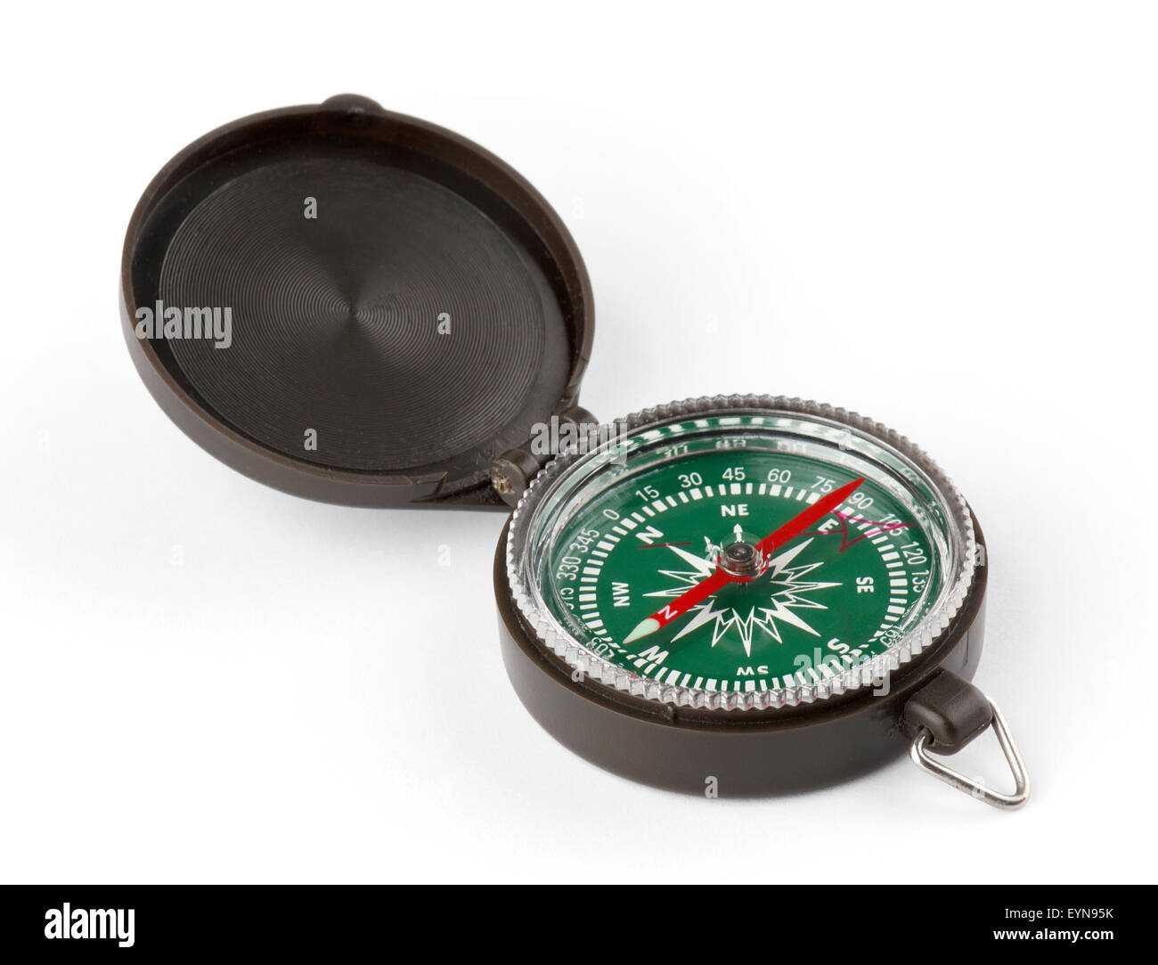 Compass closeup on a white background Stock Photo - Alamy