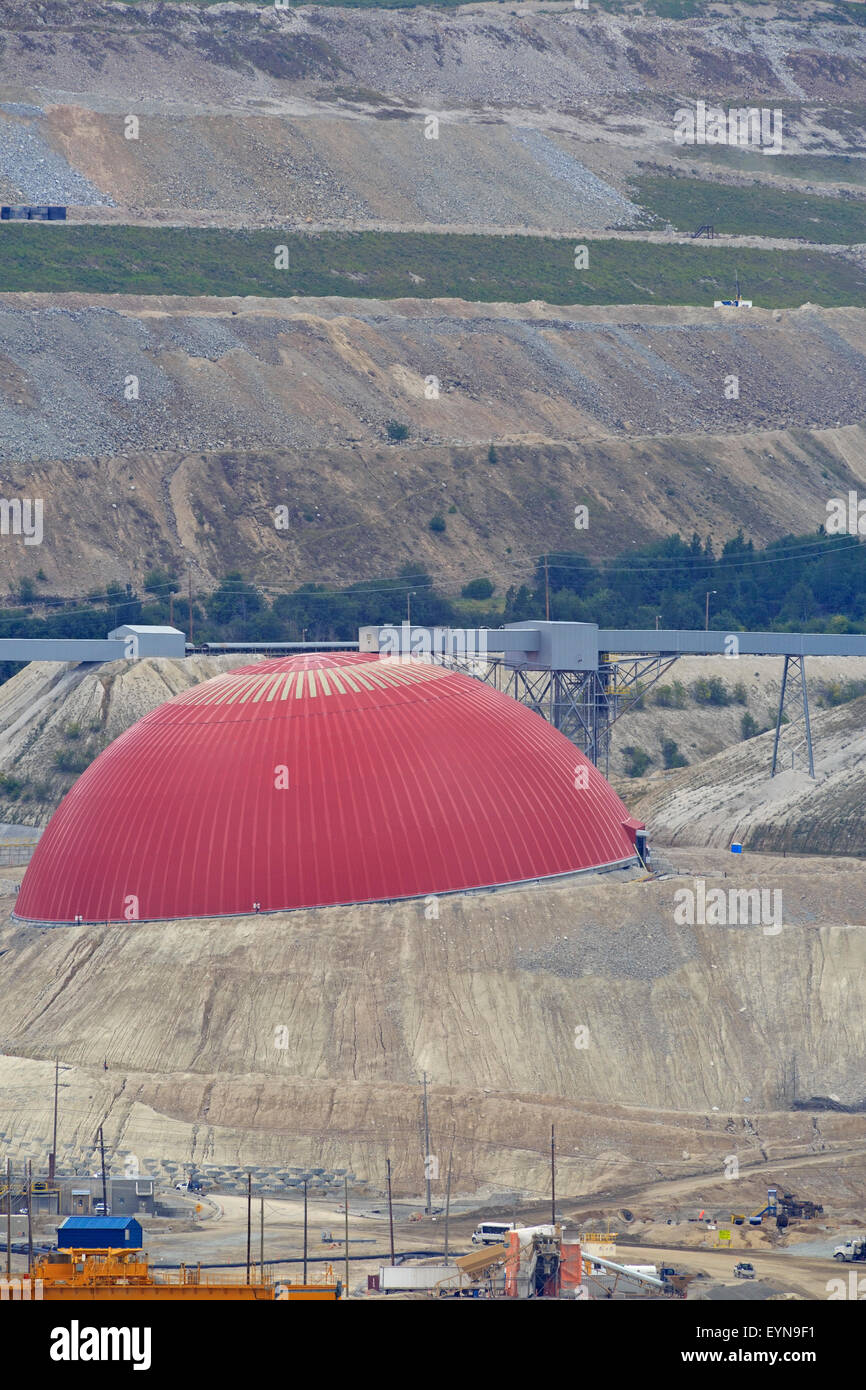 Domes covering stockpiles of processed ore to reduce dust emissions ...