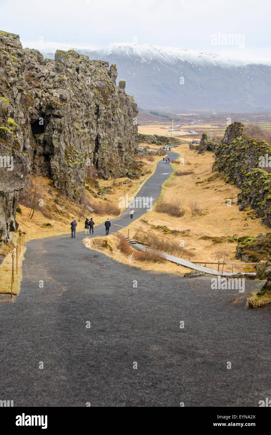 Thingvellir National Park rift valley with Law Rock in background ...