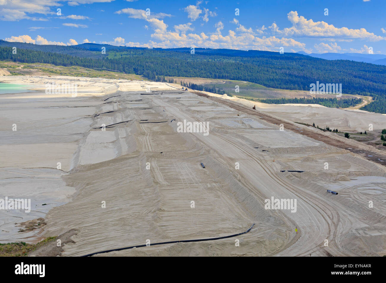 Tailings impoundment dam under construction, Highland Valley copper ...