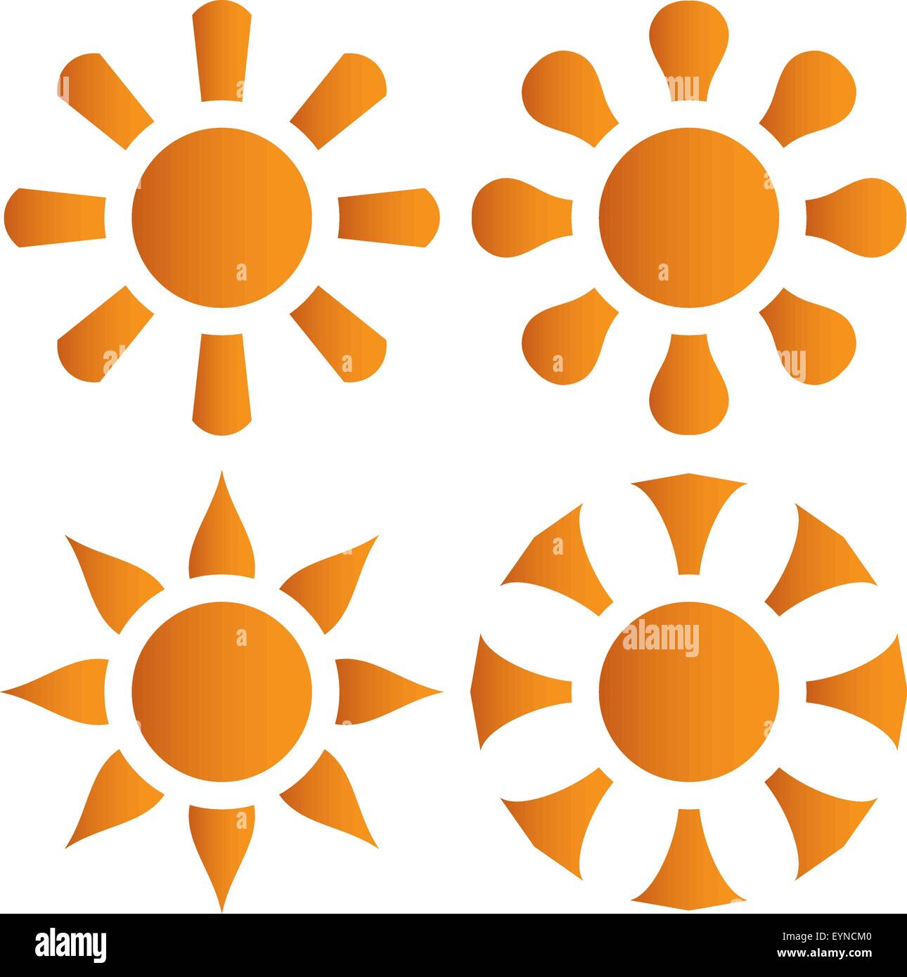 Vector set of orange sun on a white background Stock Vector Image & Art ...