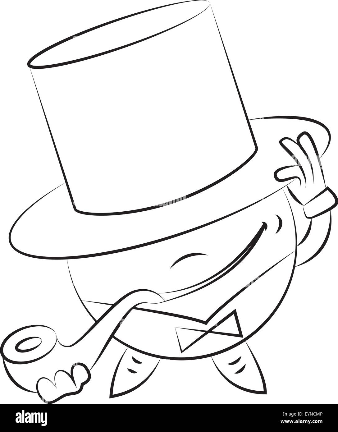 vector cartoon funny round man in a hat and a pipe Stock Vector Image ...