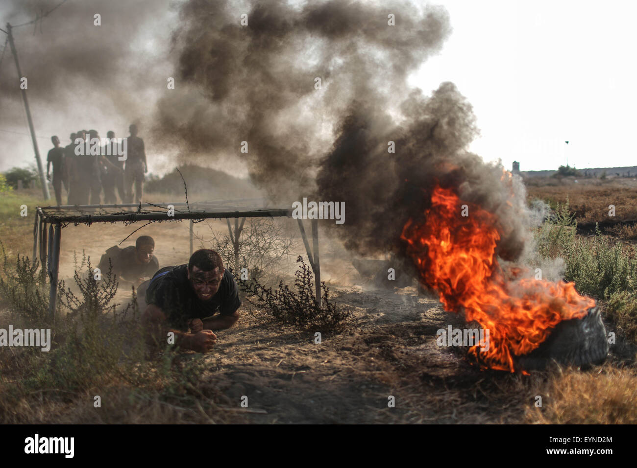 Gaza. 1st Aug, 2015. Palestinian young men take part in a military ...