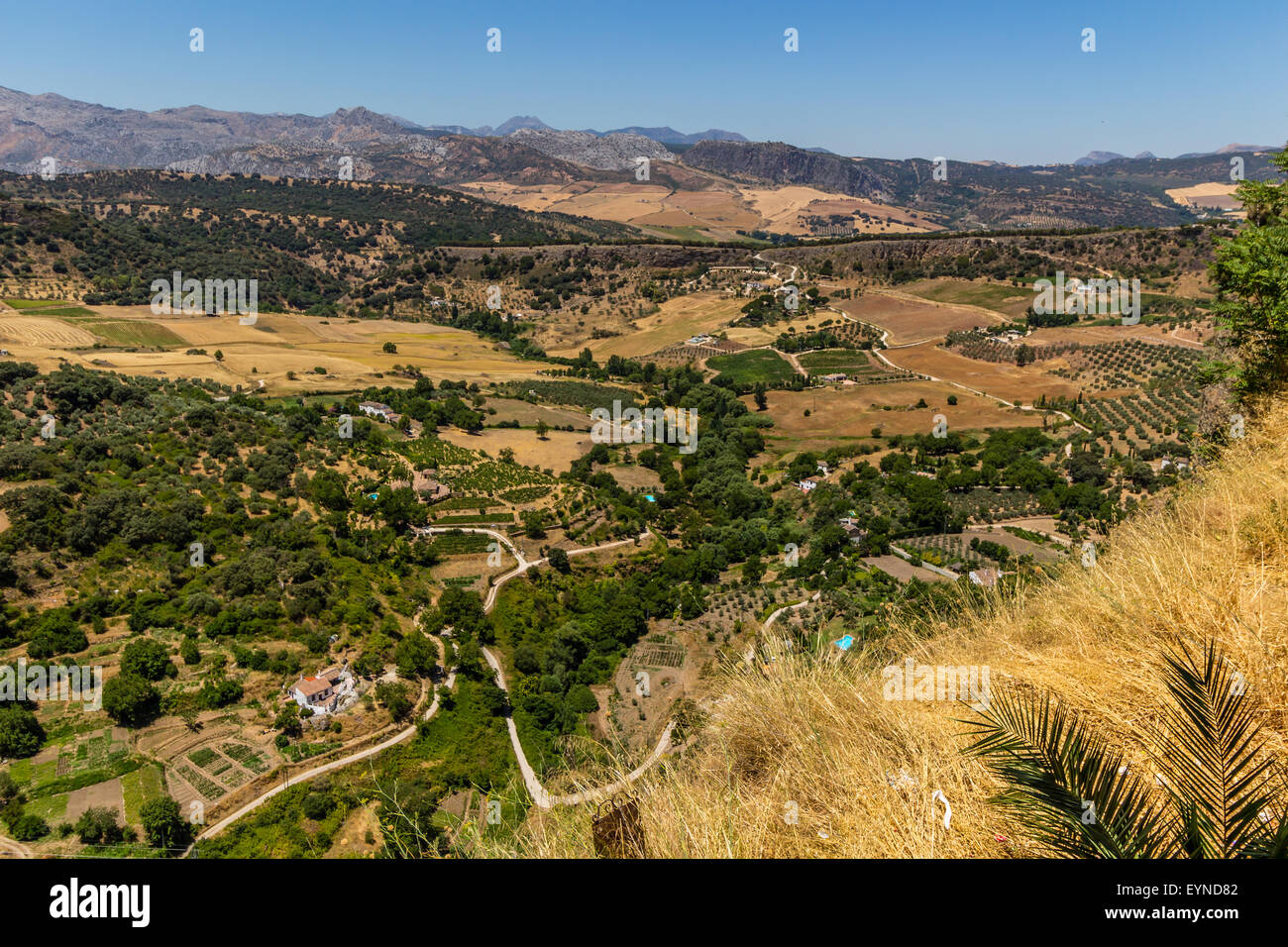 Andalusia landscape, countryside road and rock in Ronda, Spain Stock ...