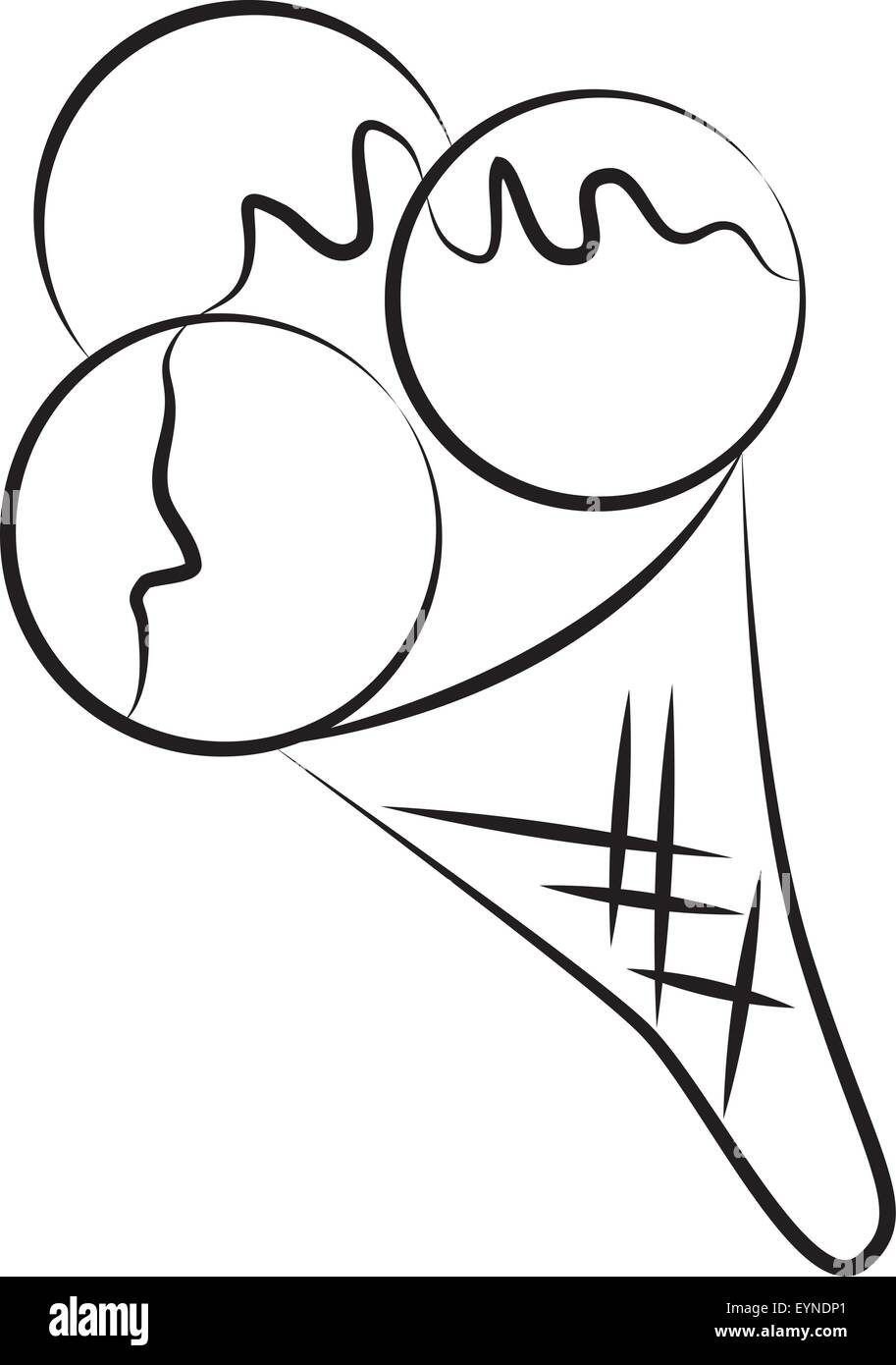 Vector contour with an ice cream cone on a white background Stock ...