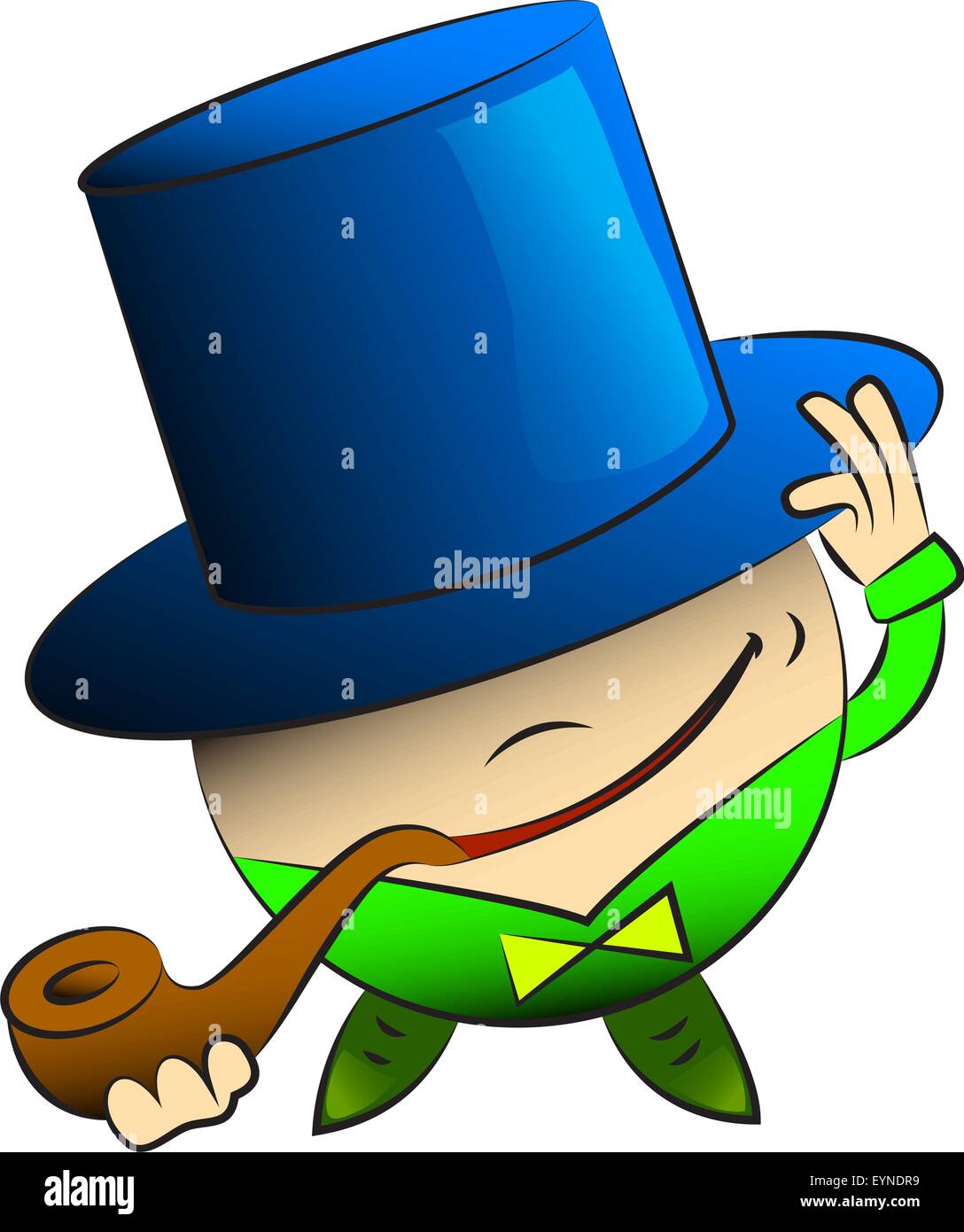 vector cartoon funny round man in a hat and a pipe Stock Vector Image ...