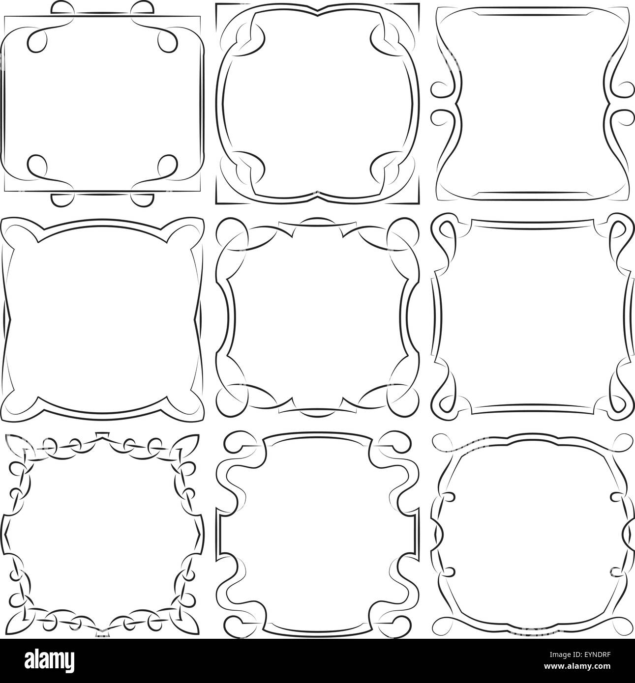 Vector set of nine beautiful square frames Stock Vector Image & Art - Alamy