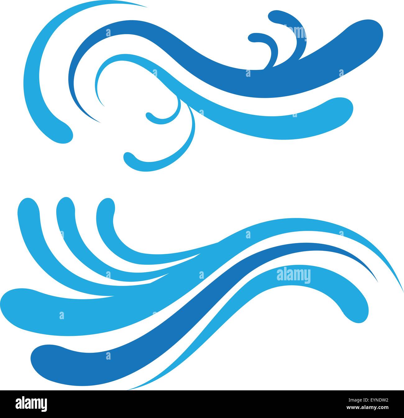 set of undulating patterns. Blue waves on a white background Stock ...