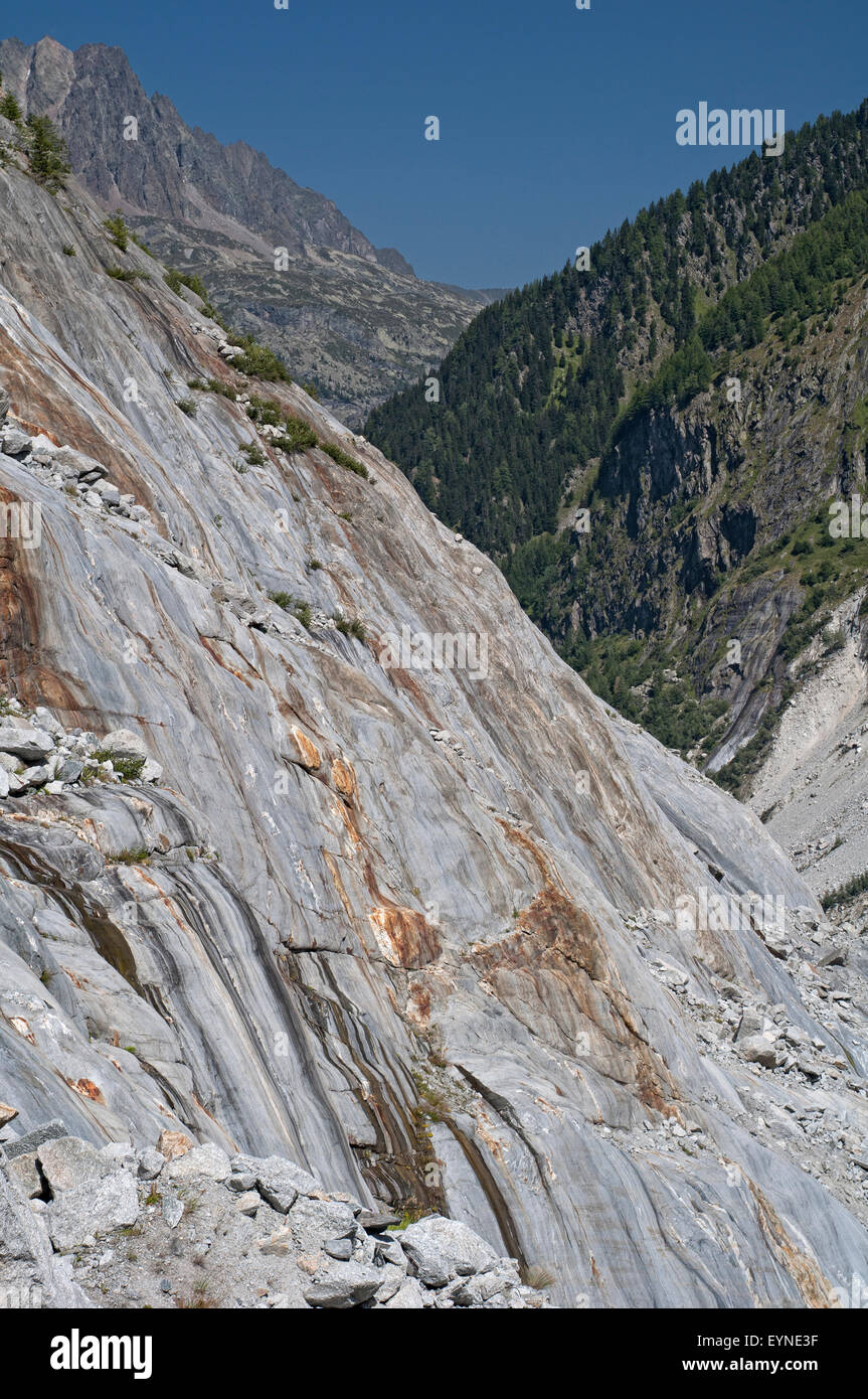 Rock slope near the Mer de Glace Glacier. Chamonix. France Stock Photo ...