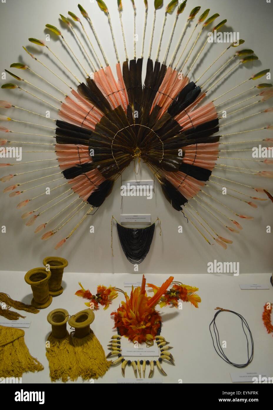 Traditional tribal articles on display in the 'Amazonian Indigenous ...