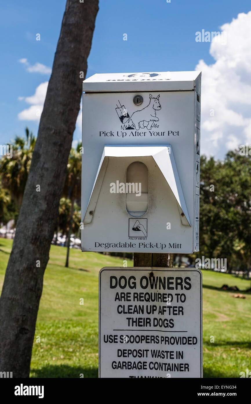 A dog Mitt Mutt poop station in St. Petersburg, Florida city park Stock ...