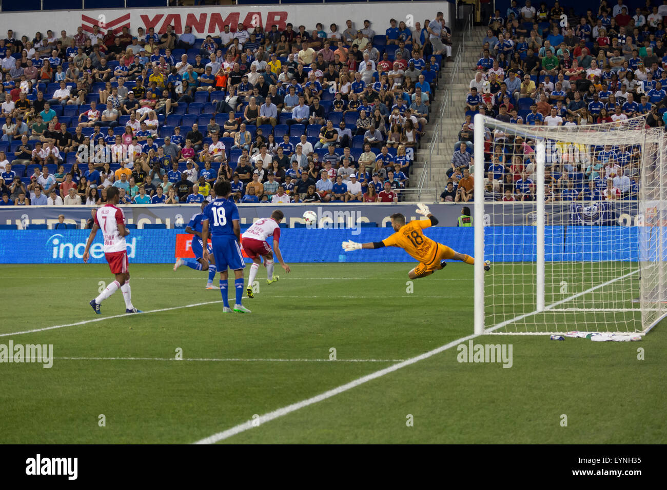 Harrison, NJ USA - July 22, 2015: Goalkeeper Kyle Reynish (18) makes ...
