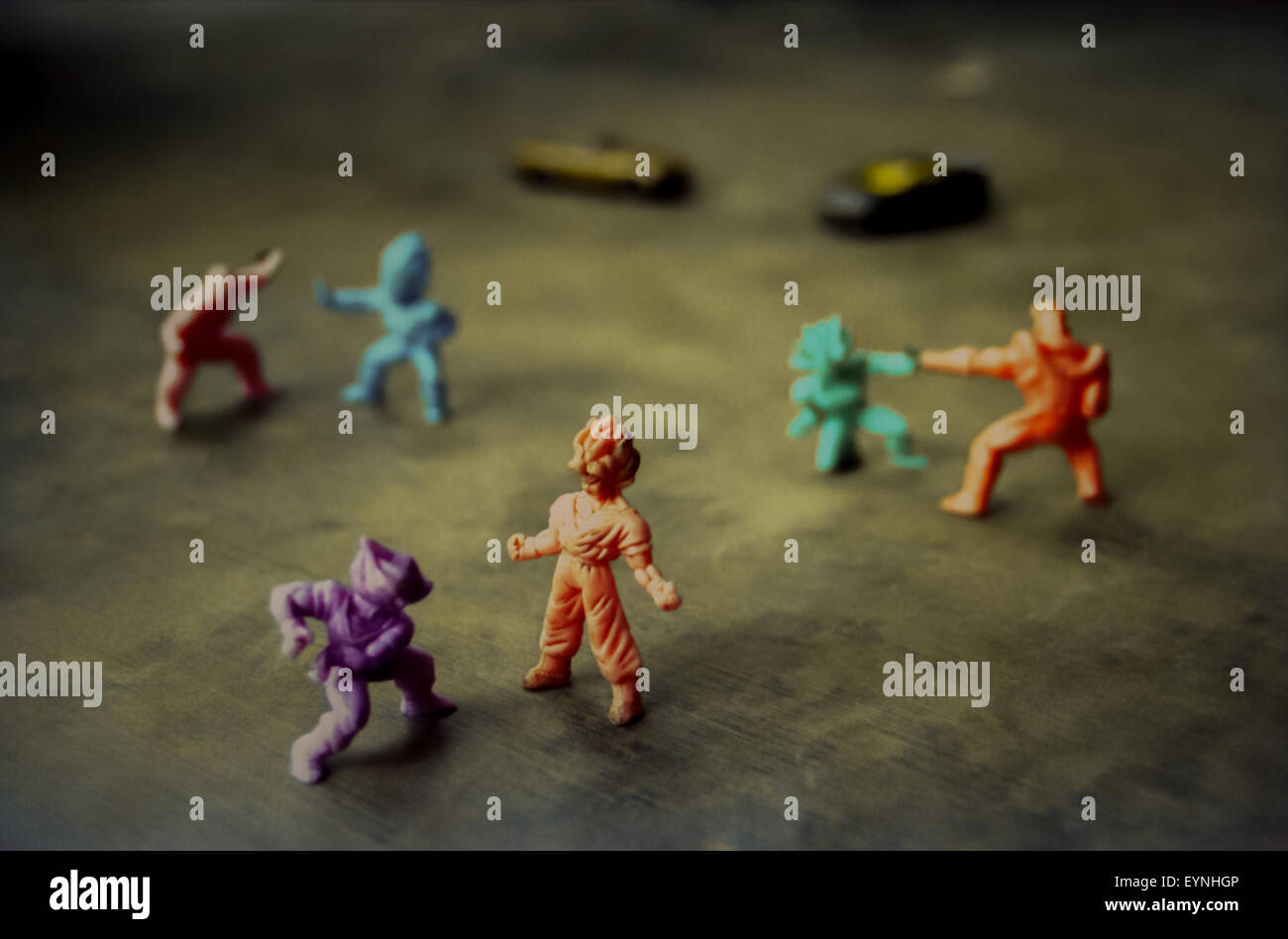 Figurative characters of children toys in fighting scene Stock Photo ...