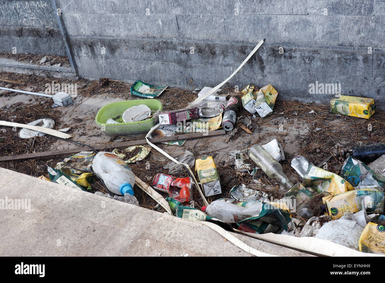 Litter on the side of a path Stock Photo - Alamy