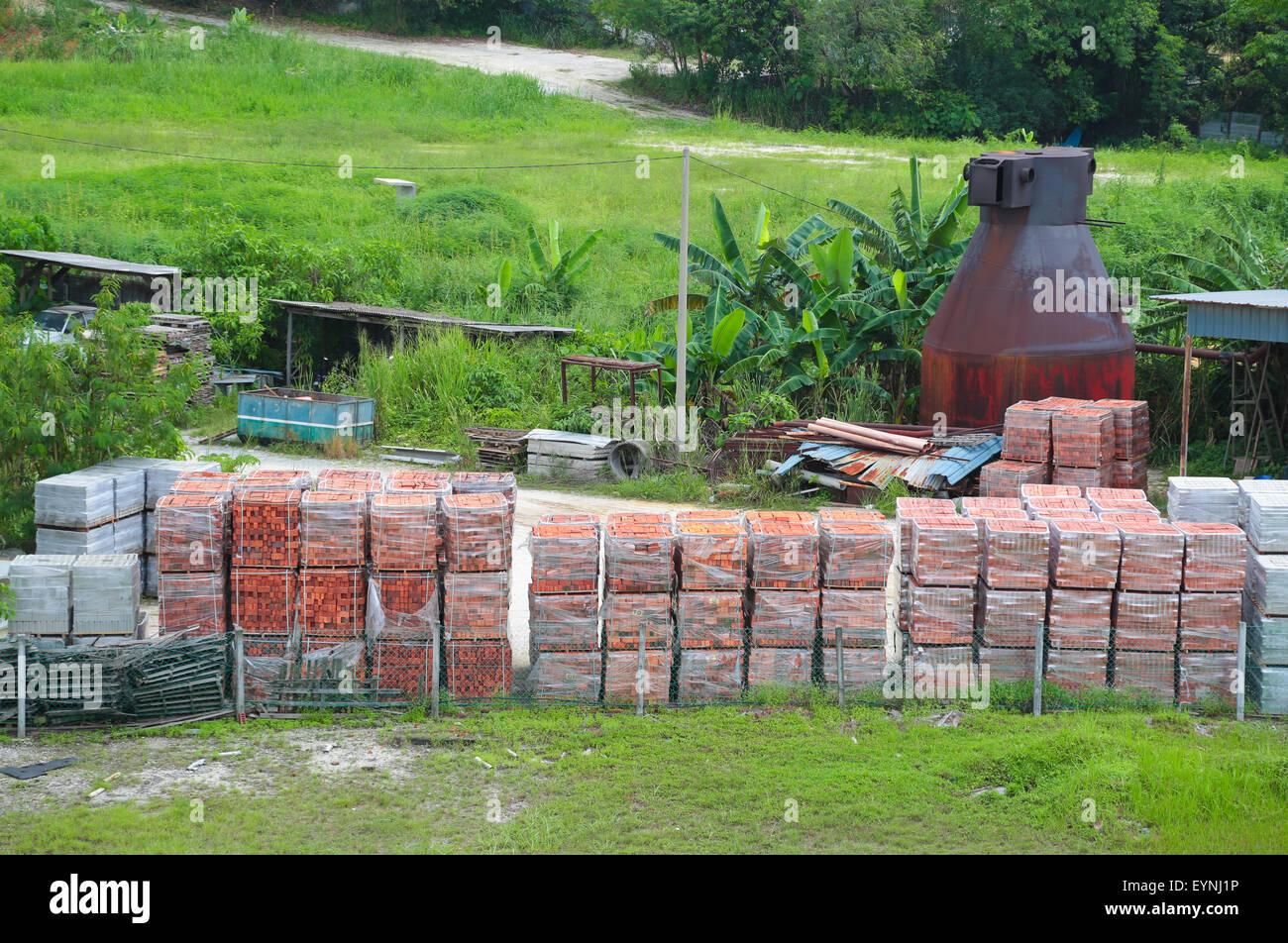 Fired brick factory at rural area Stock Photo - Alamy