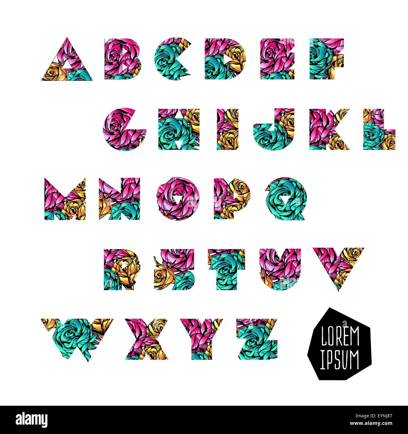 Vector colorful flower font Stock Vector Image & Art - Alamy