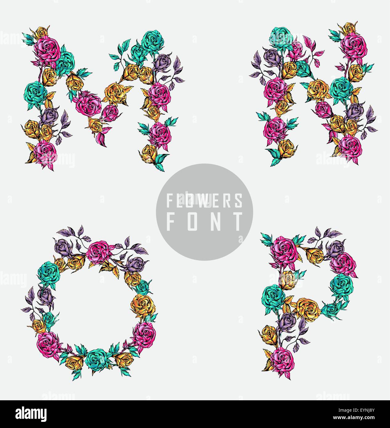 Vector colorful flower font Stock Vector Image & Art - Alamy