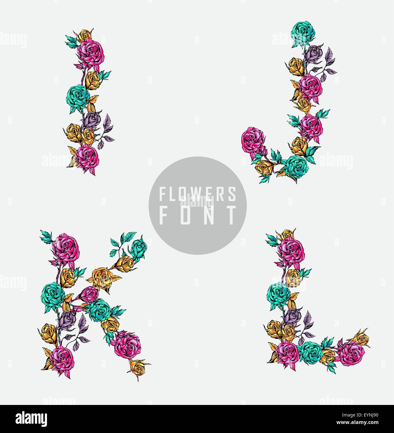 Vector colorful flower font Stock Vector Image & Art - Alamy