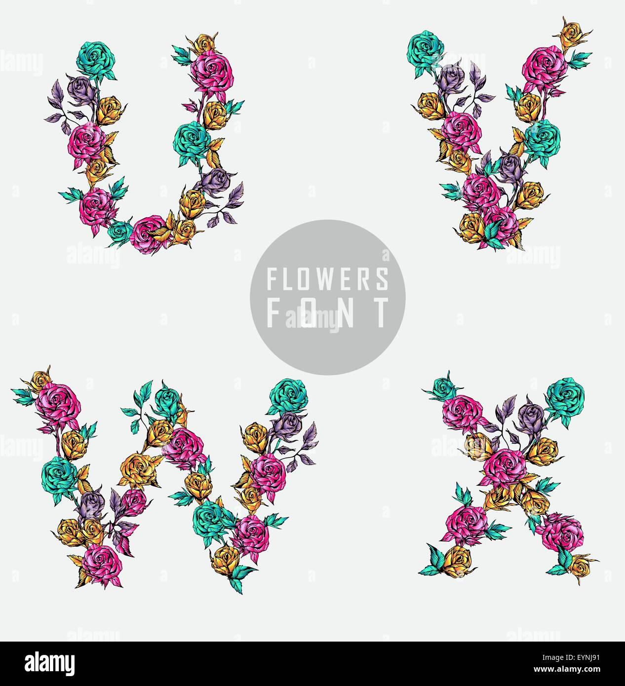 Vector colorful flower font Stock Vector Image & Art - Alamy