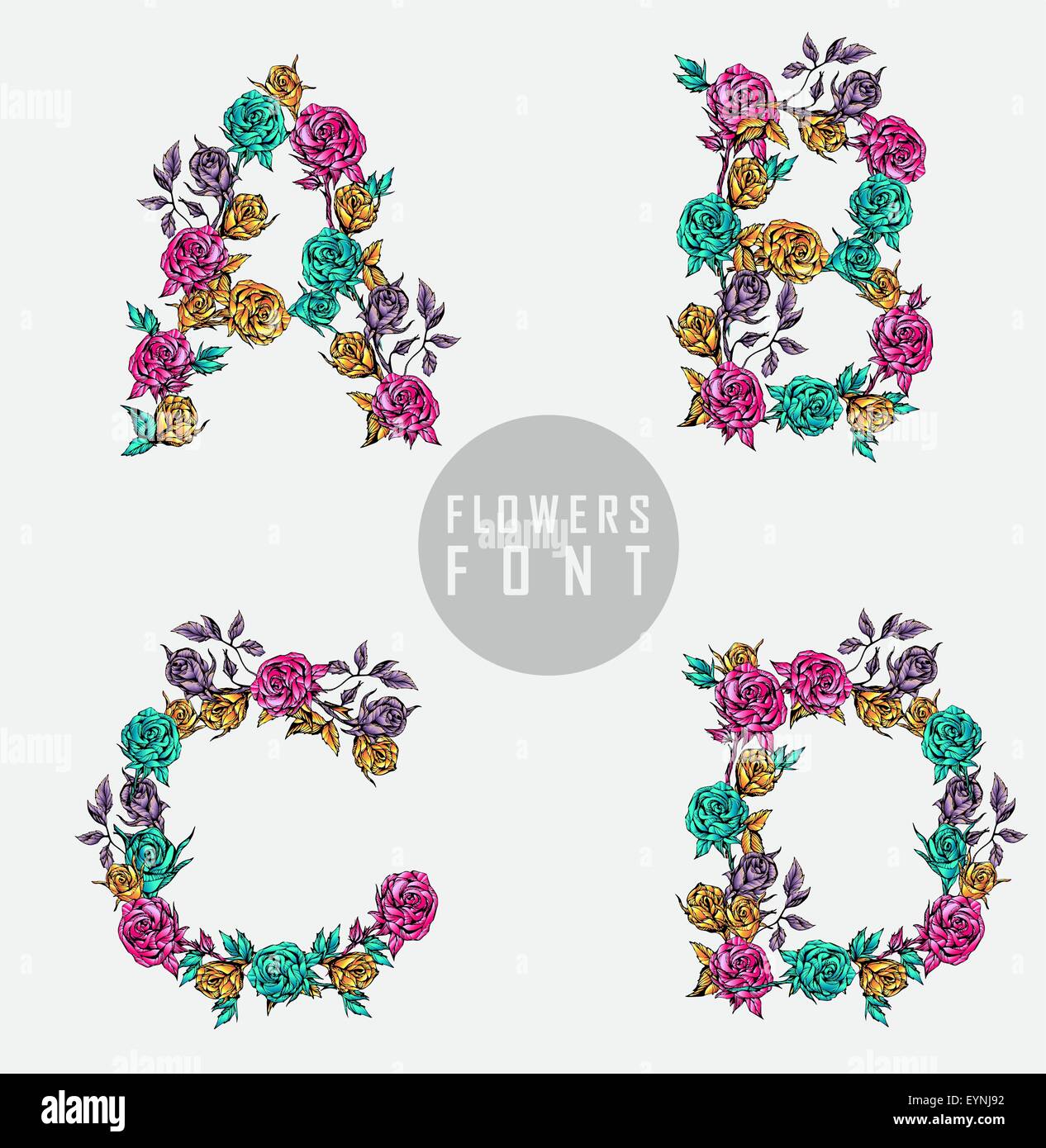 Vector colorful flower font Stock Vector Image & Art - Alamy